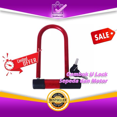 Jual Gembok Sepeda dan Motor Besar Motorcycle U Lock 0496 - Biru ...