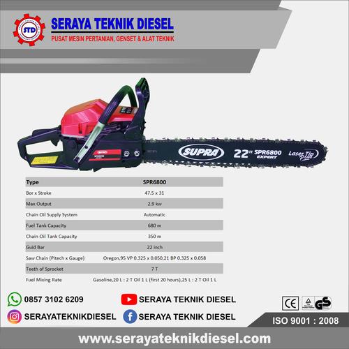 Jual CHAINSAW BAR 22 INCH LASER BAJA SUPRA SPR6800 / MESIN GERGAJI KAYU ...