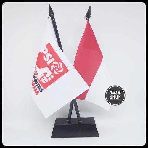 Jual BENDERA MEJA INDONESIA - PARTAI PSI + TIANG SILANG - TIANG KAYU ...