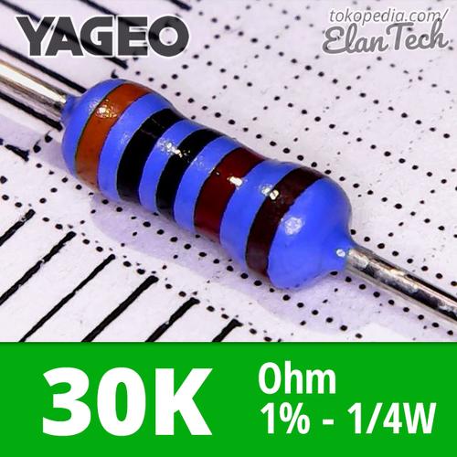 Jual Resistor Yageo 30k 1/4W 1% 0.25W 1/4 W 30 Kilo Ohm ElanTech ...