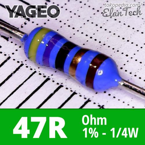 Jual Resistor Yageo 47R 1/4W 1% 0.25W 1/4 W 47 Ohm ElanTech - Jakarta ...