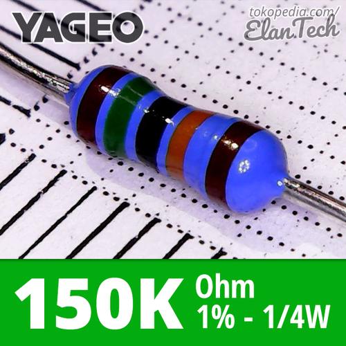 Jual Resistor Yageo 150k 1/4W 1% 0.25W 1/4 W 150 Kilo Ohm ElanTech ...