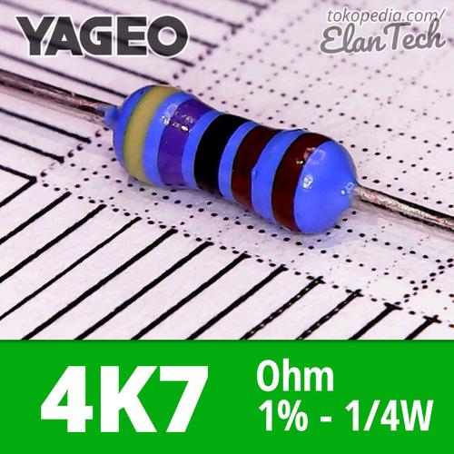 Jual Resistor Yageo 4k7 1/4W 1% 0.25W 4.7k 1/4 W 4.7 Kilo Ohm ElanTech ...