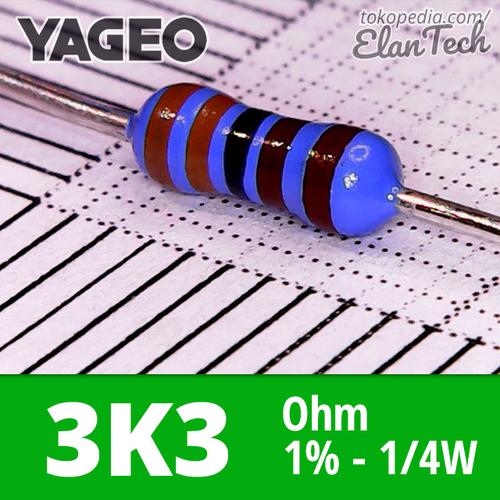 Jual Resistor Yageo 3k3 1/4W 1% 0.25W 3.3k 1/4 W 3.3 Kilo Ohm ElanTech ...