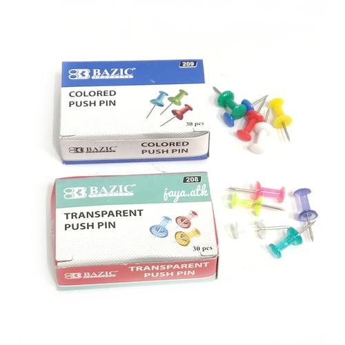 Jual PUSH PIN PAKU PIN TEKAN WARNA TRANSPARANT BAZIC 208 209 ISI 30 PCS ...