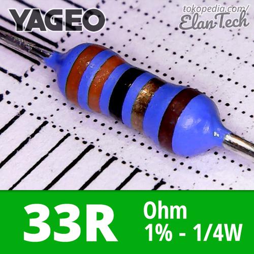 Jual Resistor Yageo 33R 1/4W 1% 0.25W 1/4 W 33 Ohm ElanTech - Jakarta ...