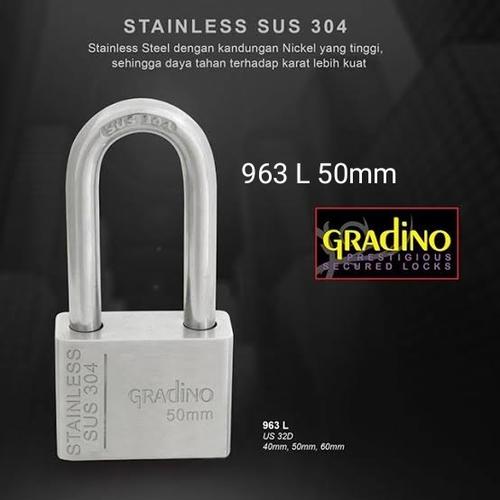 Jual GEMBOK STENLES / 963 L 50mm GRADINO / GEMBOK SOLID - Kab. Bandung ...
