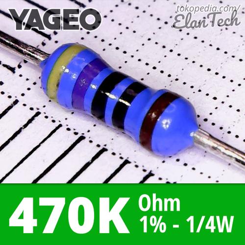 Jual Resistor Yageo 470k 1/4W 1% 0.25W 1/4 W 470 Kilo Ohm ElanTech ...