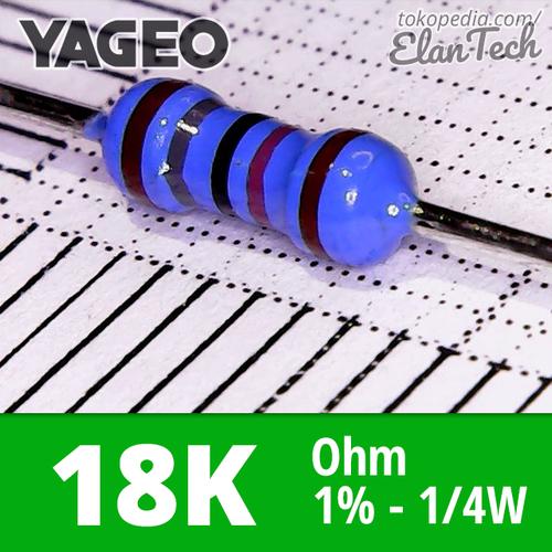 Jual Resistor Yageo 18k 1/4W 1% 0.25W 1/4 W 18 Kilo Ohm ElanTech ...