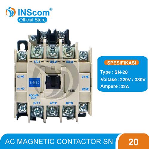 Jual MAGNETIC CONTACTOR SN-20 220V 380V INSCOM / AC KONTAKTOR SN 20 ...