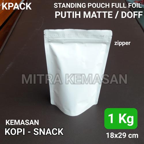 Jual Standing Pouch PUTIH DOFF 1Kg KPACK Kemasan Kopi Aluminium foil ...