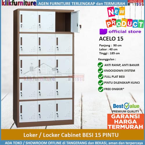 Promo Lemari Loker Locker Cabinet Pintu Besi 15 Pintu ACELO 15 Coklat ...