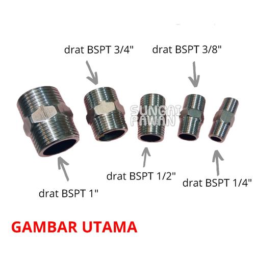 Jual Sambungan drat luar bspt pipa ulir double naple male thread nepel ...