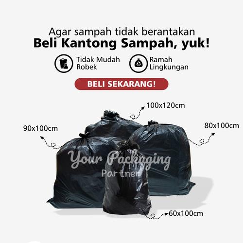 Jual Plastik Sampah Hitam Besar/ Trash Bag/ Kantong HD Sampah Jumbo - 60x100 [10Lbr] - Kota ...