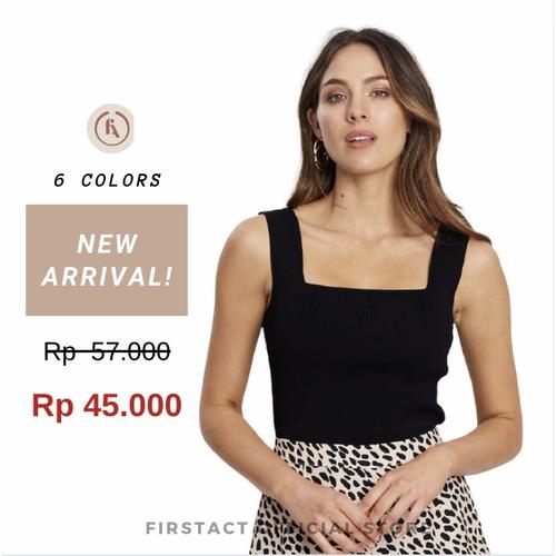 Jual Tanktop Tank Top Wanita Polos Basic Tali Besar Square Spandek ...