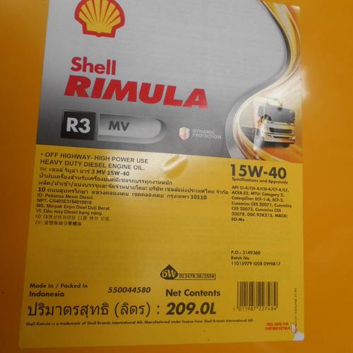 Jual oli OIL oli Oli shell Rimula R3 MV15W - 40/ DRUM 209LT MESIN ...