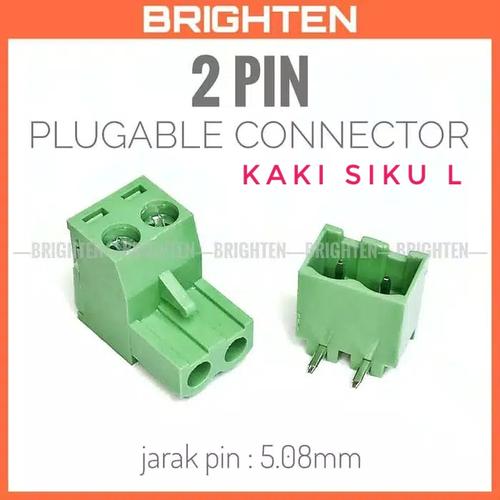 Jual Plugable Connector 2p Terminal Blok 2 pin Hijau Right Angle 5.08mm ...