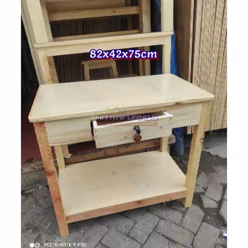 Jual Meja plus laci atas bawah 82x42x75 vernis natural halus - JAKARTA ...
