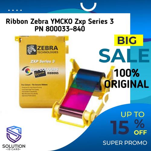 Jual Ribbon warna colour Ymcko zebra zxp3 zxp series 3 zxp 3 PN 800033 ...