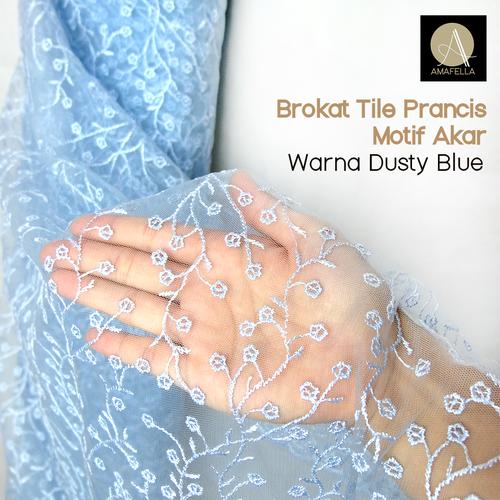 Jual 1/2 meter Kain Brokat Tile Prancis Motif Akar Warna Dusty / Baby ...