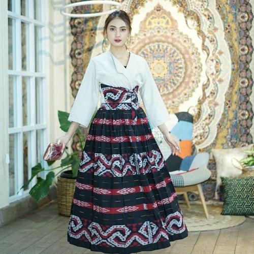 Jual setelan rok tenun ethnic motif toraja dan atasan kimono - Kab ...