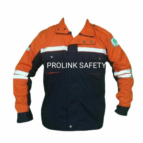 Jual BAJU SAFETY SERAGAM SEMI JAKET ORANYE DONGKER FREE LOGO KAIN DRILL ...