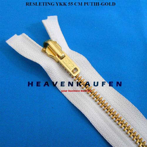 Jual Resleting Zipper YKK Gigi Besi Putih - Gold Emas 55 cm Bolak Balik - Kota Malang - Heaven ...