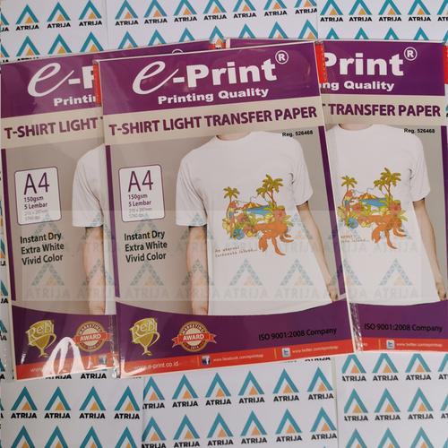 Jual T-Shirt Light Transfer Paper EPrint- Kertas Print Sablon Putih A4 ...