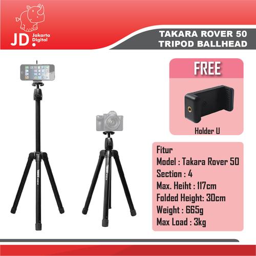 Jual Takara Rover Rover 50 Light Weight Traveler Tripod -FREE HOLDER U ...