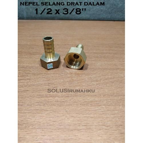 Jual PAPS Nepel Selang Drat Dalam 1/2" Selang 3/8" Kuningan Nepel ...