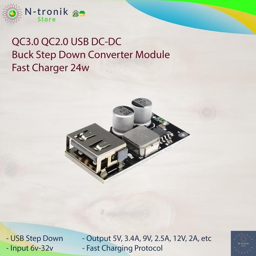 Jual Step Down Buck DC-DC Converter USB Module Fast Charge 24W QC3.0 ...