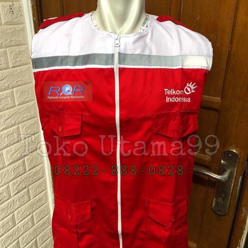 Jual Rompi Telkom Indihome merah putih tambah Bordir Logo Rompi ...