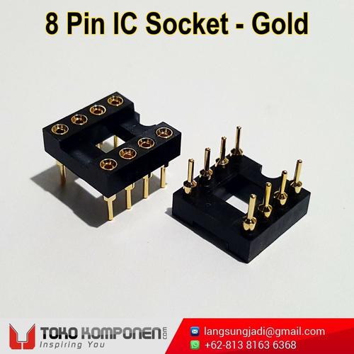 Jual DIP 8 pin IC socket round hole GOLD - soket 2x4 kaki emas lubang ...
