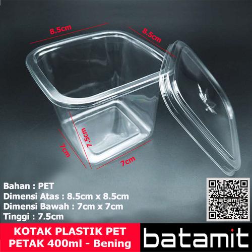 Jual Kotak Plastik PET 400ml Petak Bening Dessert Box Food Container ...
