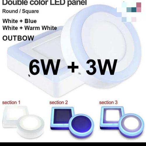 Jual downlight led panel outbow ob 2 warna 6w 3w plafon 6w+3w - PUTIH ...