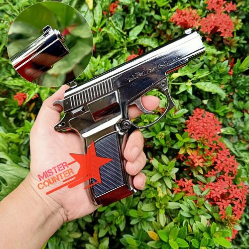 Jual Korek Api Model Pistol Makarov Full Besi Chrome Plus Sarung Dan ...