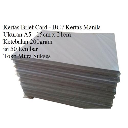 Jual Kertas Brief Card - Bc - Kertas Manila 200gram A5 Isi 50 Lembar
