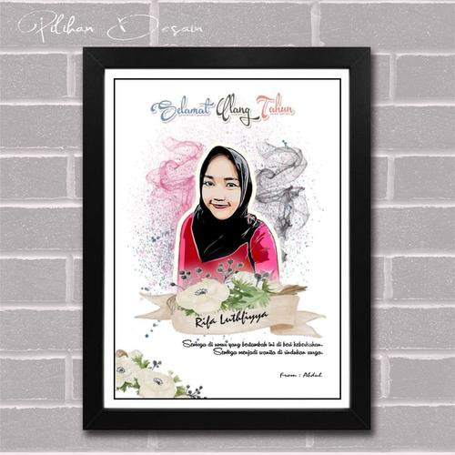 Jual FRAME KACA + CETAK + DESIGN karikatur foto hadiah kado custom ...