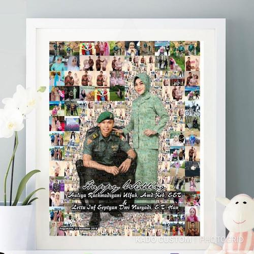 Jual frame kaca + cetak + desain mozaik foto polaroid kado custom ultah ...