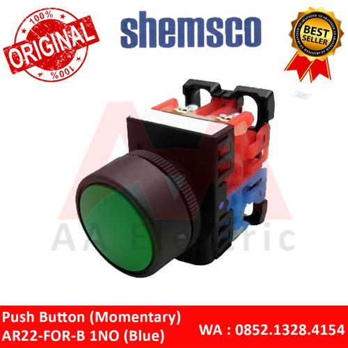 Jual Push Button (Momentary) AR22-FOR-B / AR22FORB Biru 1NO Shemsco ...