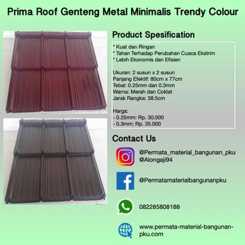 Jual PRIMA ROOF GENTENG METAL MINIMALIS TRENDY COLOUR MURAH - 0,25 mm ...