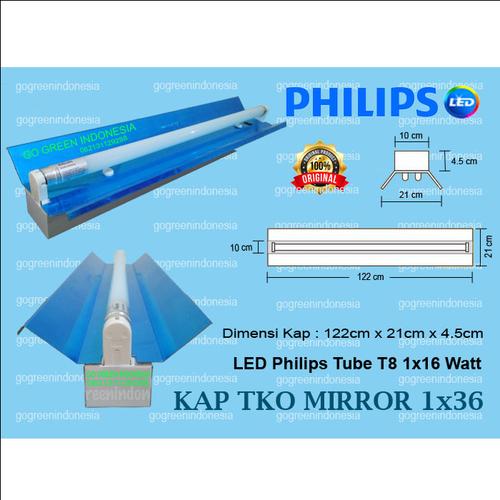 Jual Kap Lampu TL reflector mirror type TKO 1x16 + lampu TL LED 16W ...