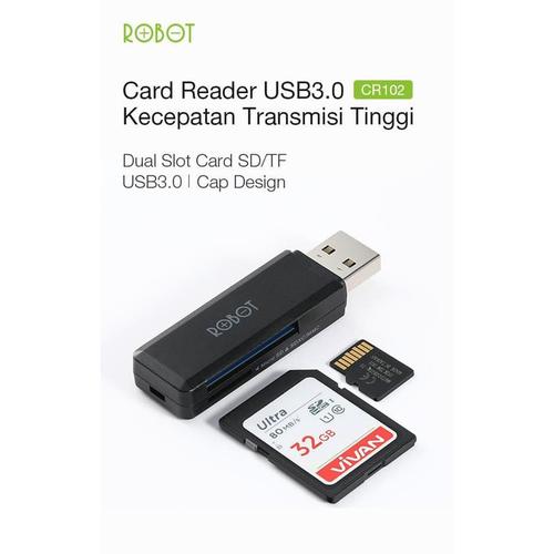 Jual Card Reader ROBOT CR102 USB 3.0 TF / SD with 2 Slot Hub MCC SDHC ...