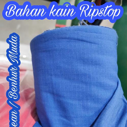 Jual bahan kain ripstop ripstok katun TR CVC biru benhur muda tactical ...