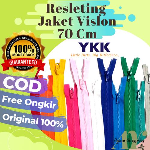 Jual RESLETING ZIPPER SLETING JAKET YKK VISLON PANJANG 70 CM - Putih ...