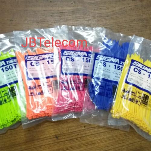 Jual Kabel Ties/Cable Tie Sigma 150T Warna Hijau Orange Pink Biru ...