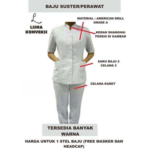 Jual Baju Perawat Baju Suster Kerah Shanghai XS-XL - XS, Putih - Kab ...