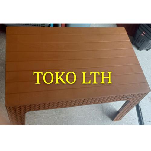 Jual MEJA PLASTIK PERSEGI PANJANG MOTIF ROTAN ANYAMAN NAPOLLY / MEJA ...