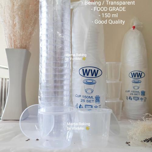 Jual Gelas Tempat PUDDING JELLY CUP + Tutup 150 ml Bening Bagus 1 PACK ...