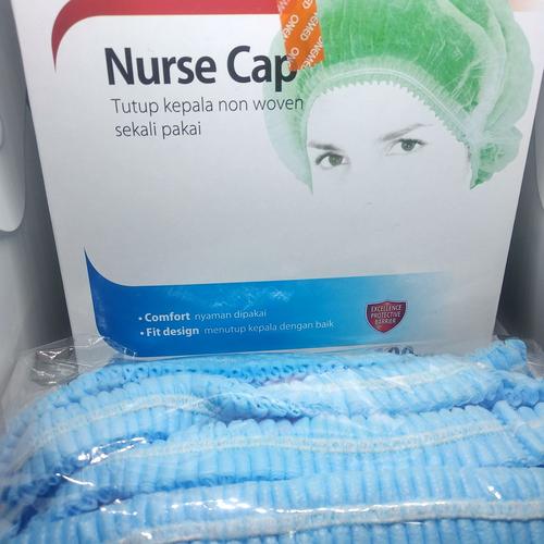 Jual Nurse Cap Onemed Penutup Kepala Operasi box isi 100pc warna biru ...